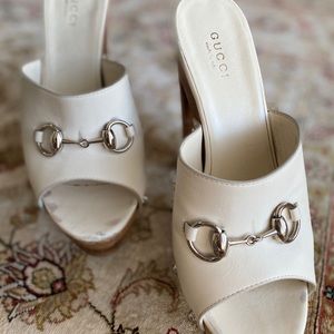 Gucci | Shoes | Gucci White Wooden Platform Heels | Poshmark